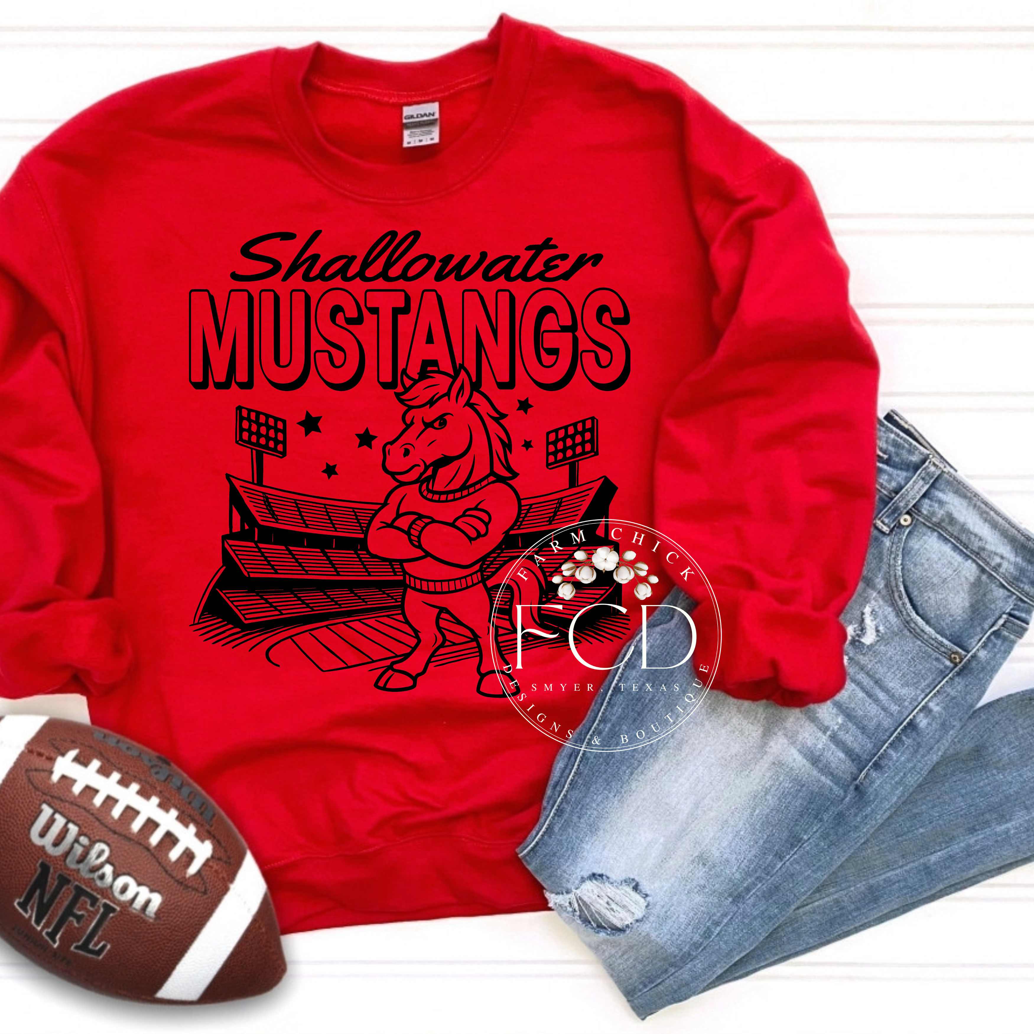 RETRO SHALLOWATER MUSTANGS SWEATSHIRT – Farm Chick Designs