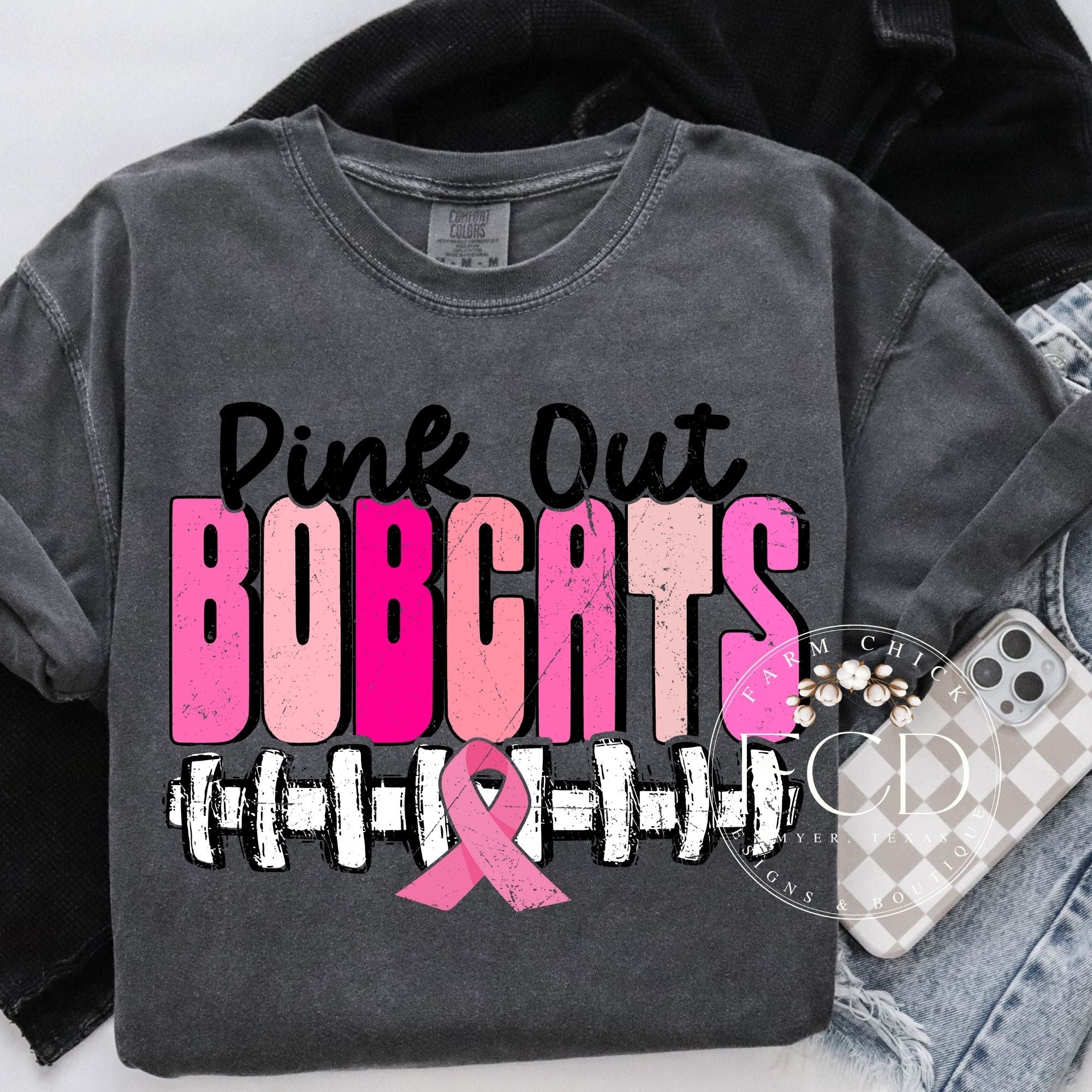 Pink Out Bobcats Football Tee – Farm Chick Designs